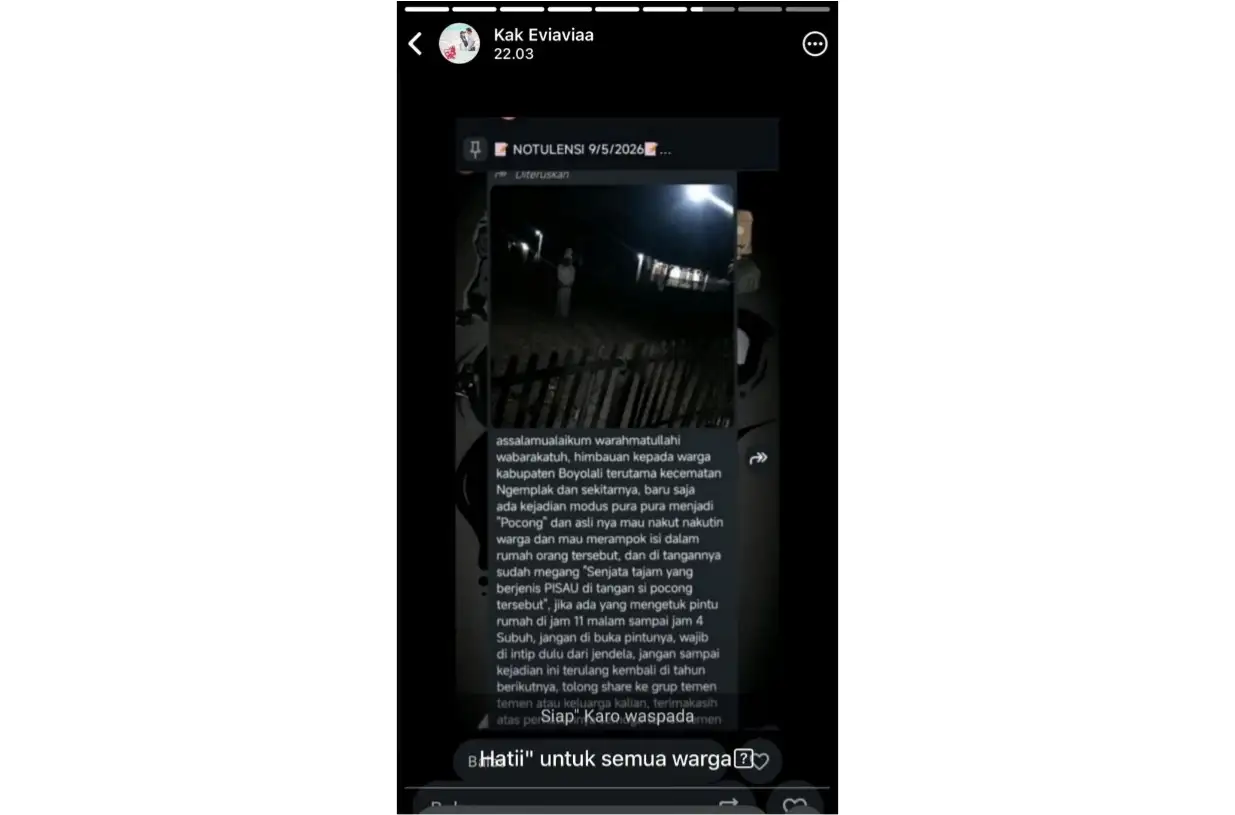 Viral Pocong Bersenjata di Ngemplak Boyolali, Polisi Pastikan Hoaks ...